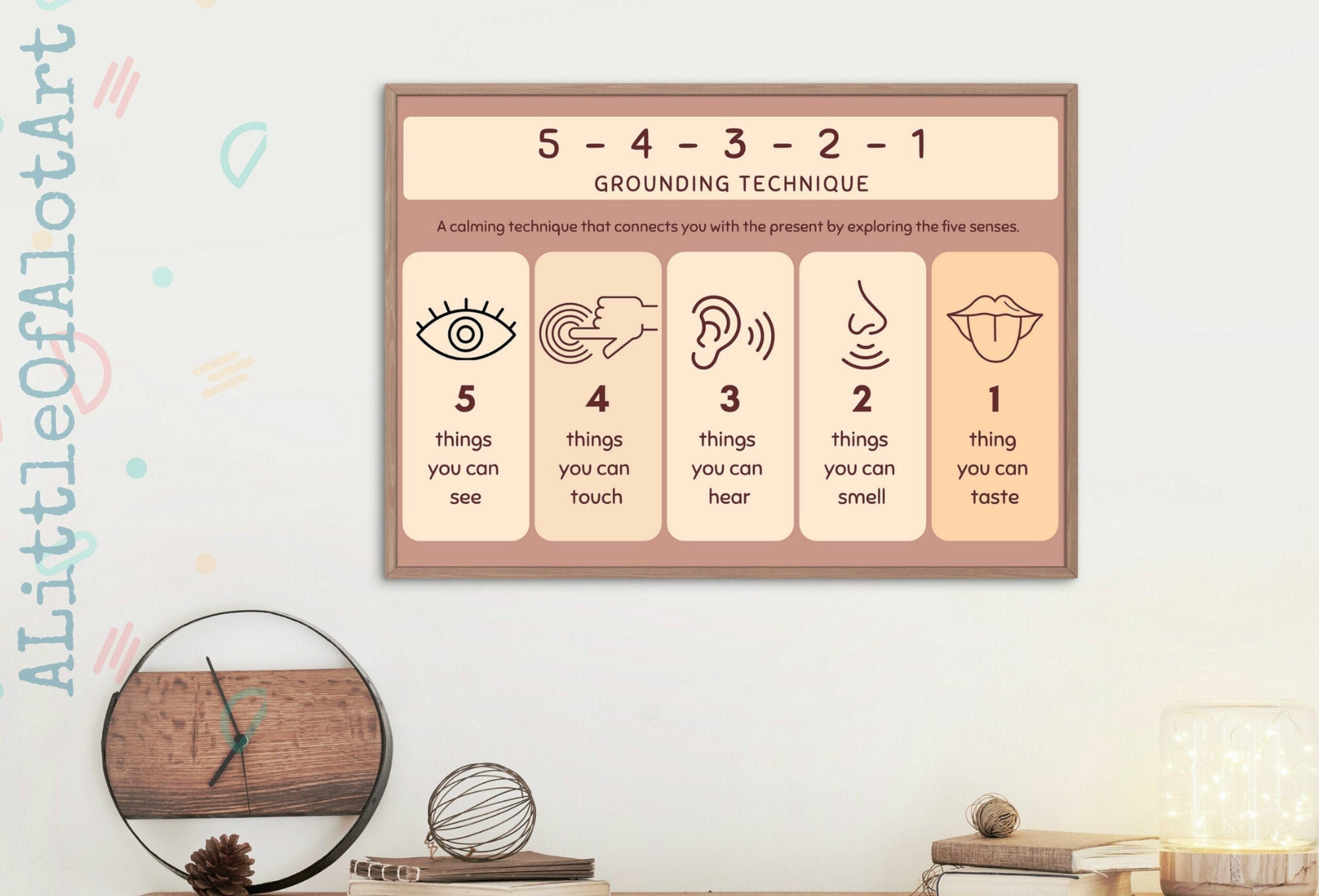 54321 Grounding therapy techniques Digital Print Anxiety | Etsy