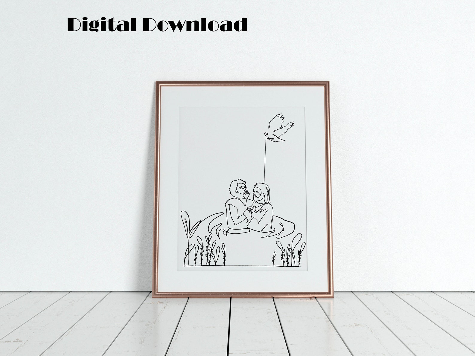 Baptism Gift, Line Drawing, Digital Download, Minimalist, Black and ...