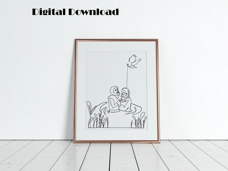 Baptism Gift, Line Drawing, Digital Download, Minimalist, Black and ...