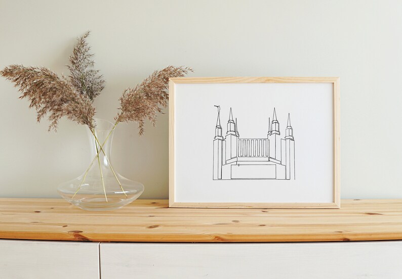 DC Temple, LDS, Line Drawing, Missionary Gift, Wedding Present, 4x6 ...