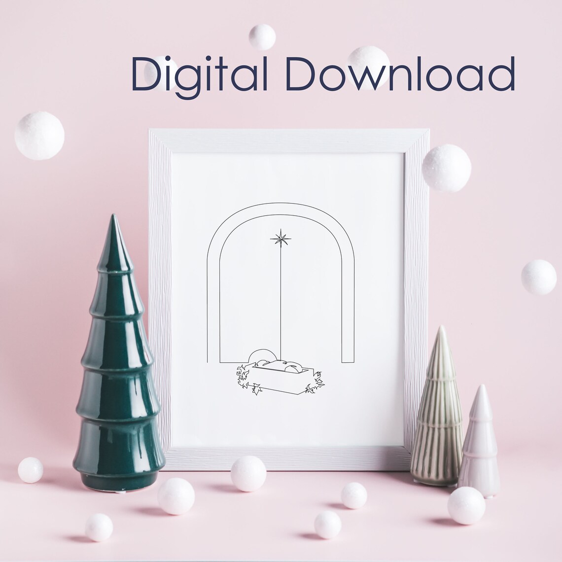 Baby Jesus in a Manger Art Print, DIGITAL DOWNLOAD, Nativity Art ...