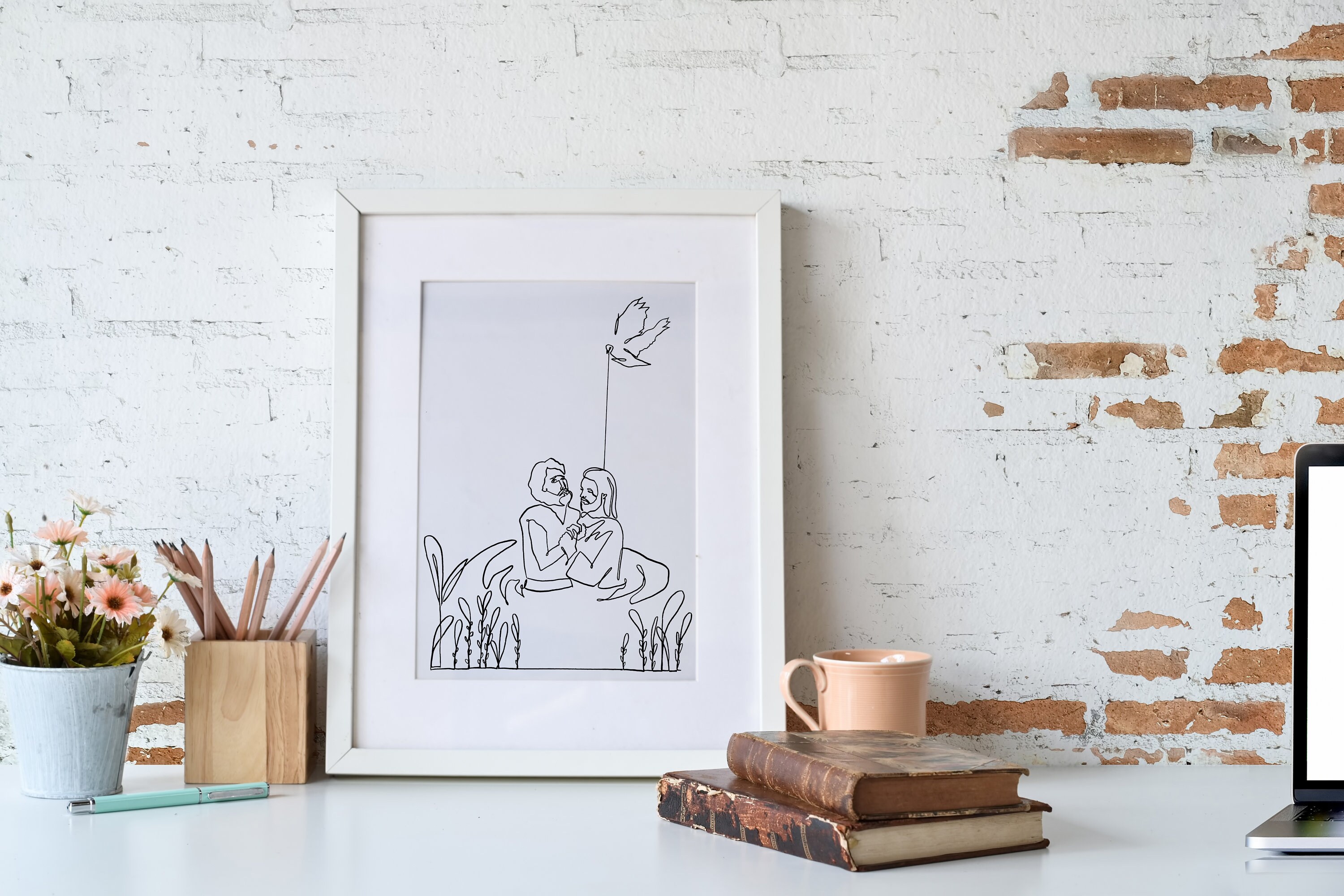 Baptism Gift, Line Drawing, Digital Download, Minimalist, Black and ...