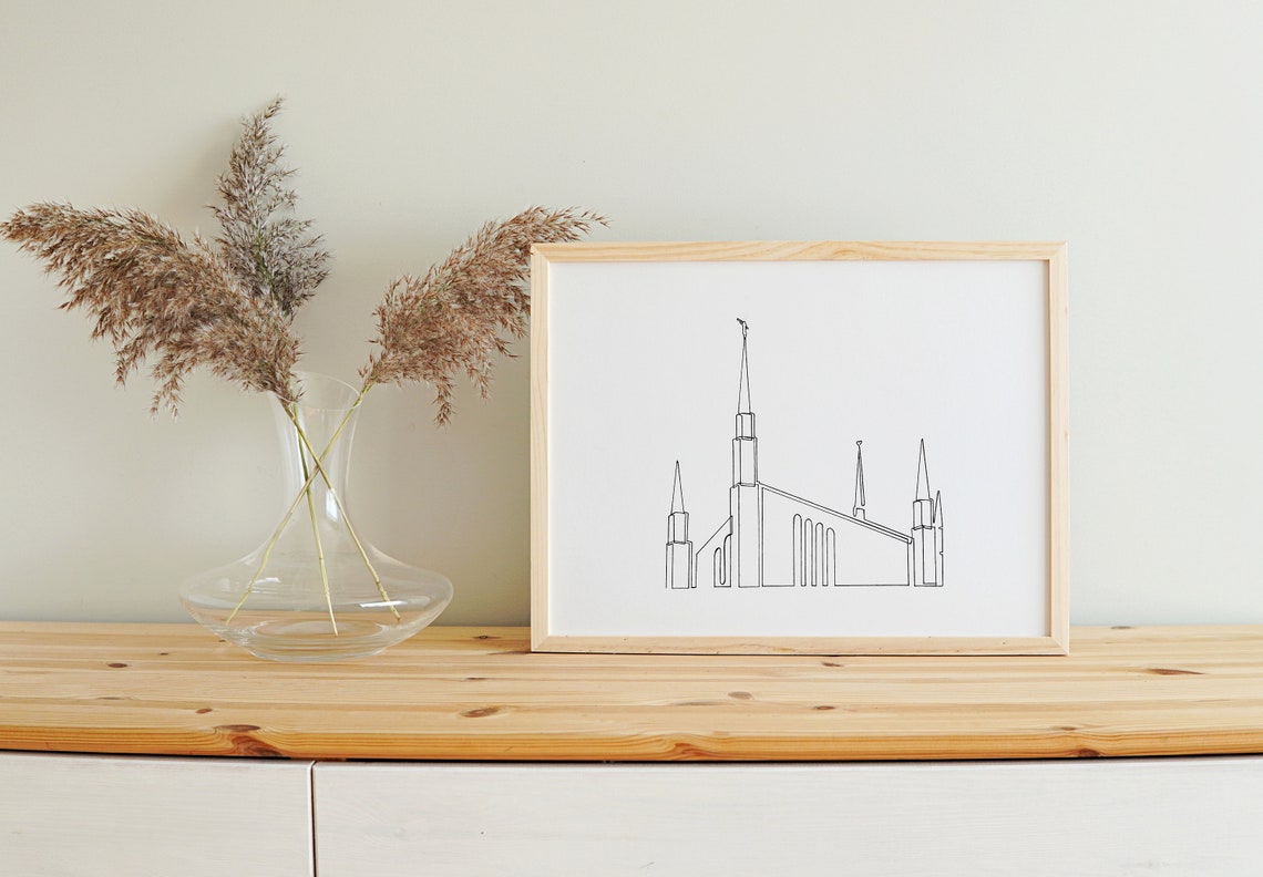 Boise Temple, LDS, Line Drawing, Missionary Gift, Wedding Present, 4x6 ...