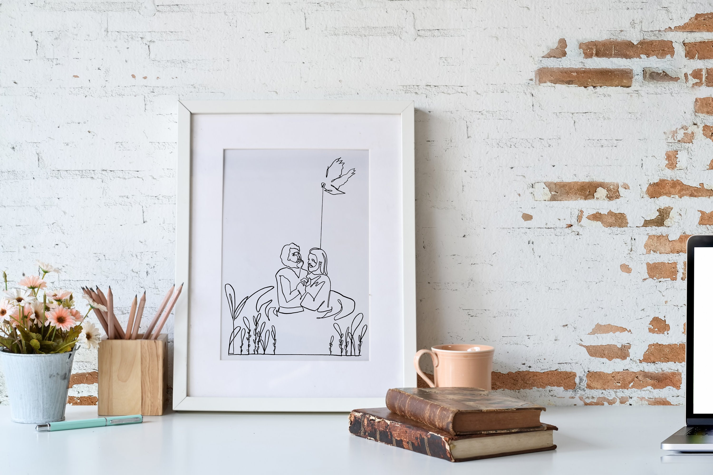 Baptism Gift, Line Drawing, Savior, Bible Art, Jesus Christ, Gospel Art ...