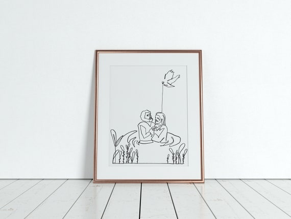 Baptism Gift Line Drawing Digital Download Minimalist | Etsy