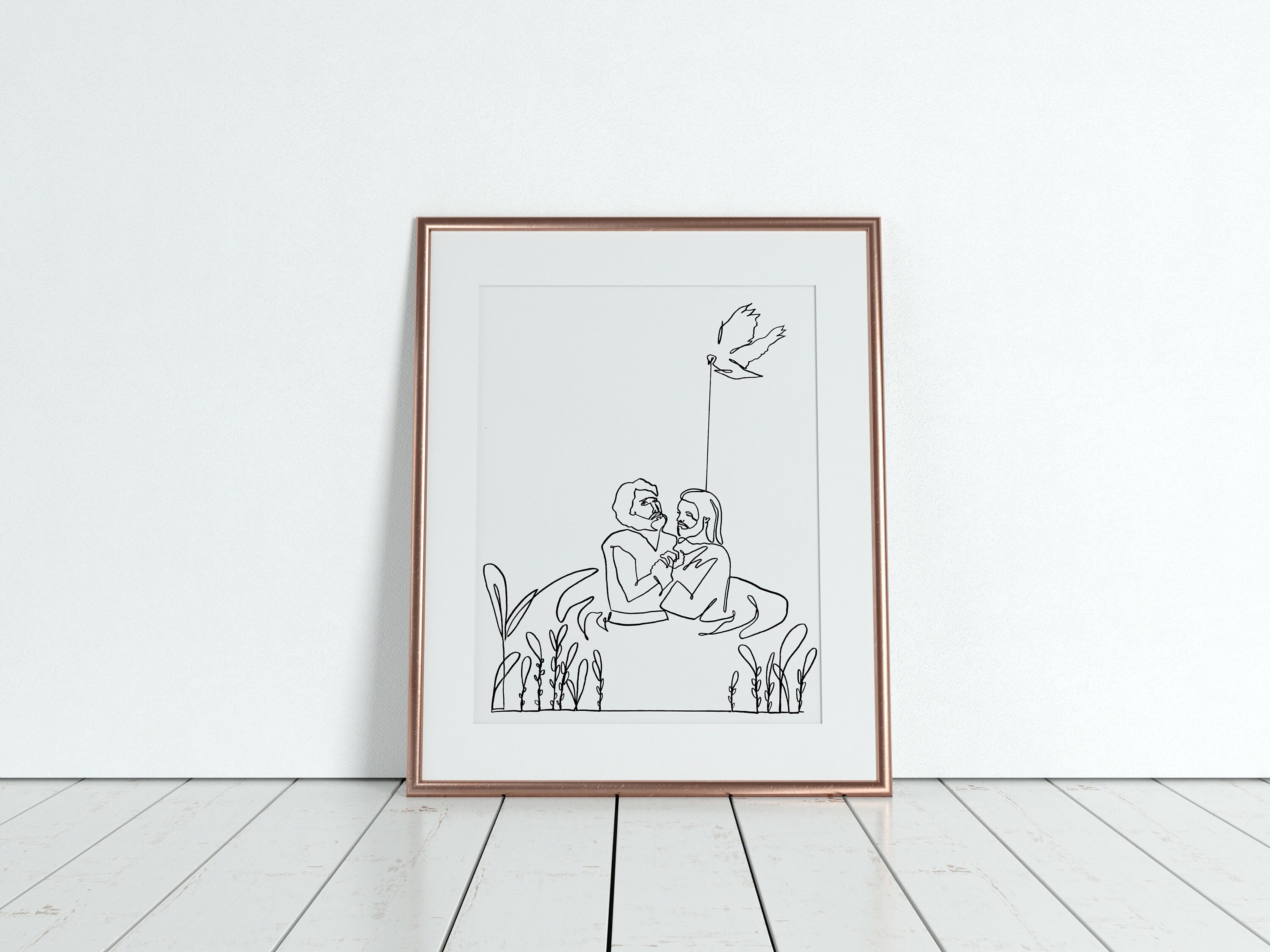 Baptism Gift Line Drawing Digital Download Minimalist | Etsy