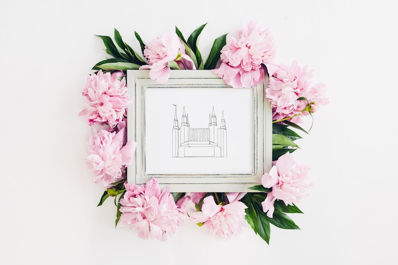 DC Temple, LDS, Line Drawing, Missionary Gift, Wedding Present, 4x6 ...