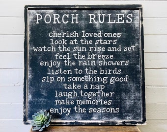 Porch Rules Sign - Etsy