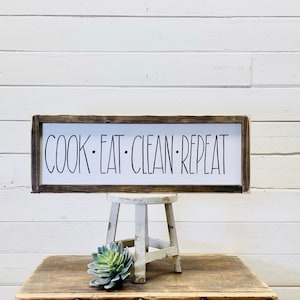 Cook Eat Clean Repeat Sign - Etsy