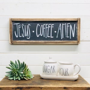 Small Freestanding Coffee Bar Sign for Countertop or Shelf, Christian ...