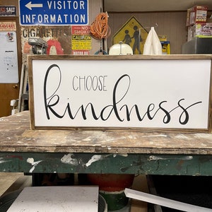 Choose Kindness Inspirational Wood Sign, Large Horizontal Framed ...