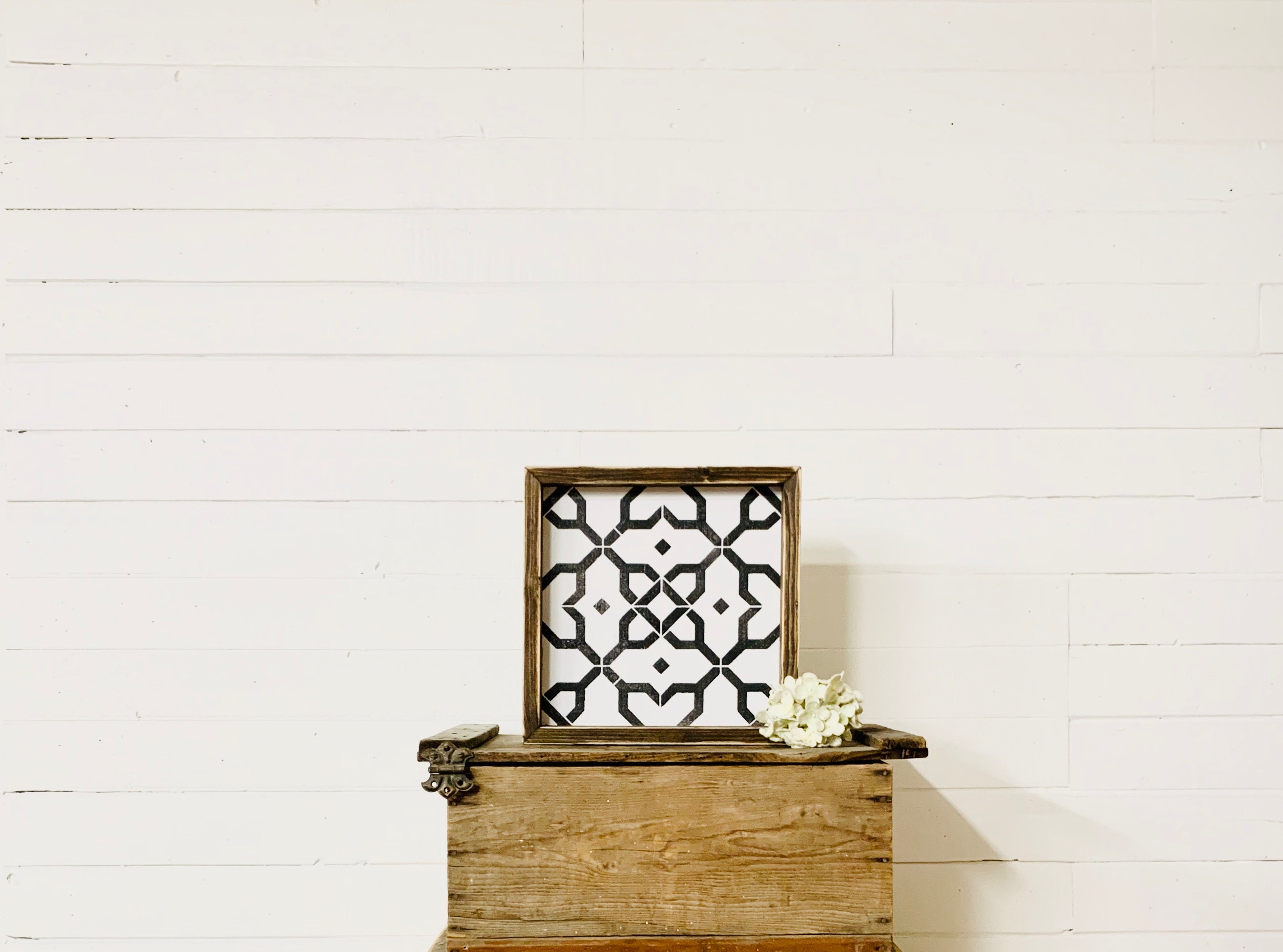 Tile pattern Wood Sign Hand Painted Decorative Sign | Etsy