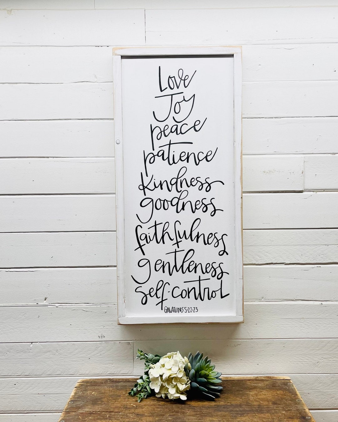 Fruit of the Spirit Rustic Wood Sign - Galatians 5:22-23 Scripture ...