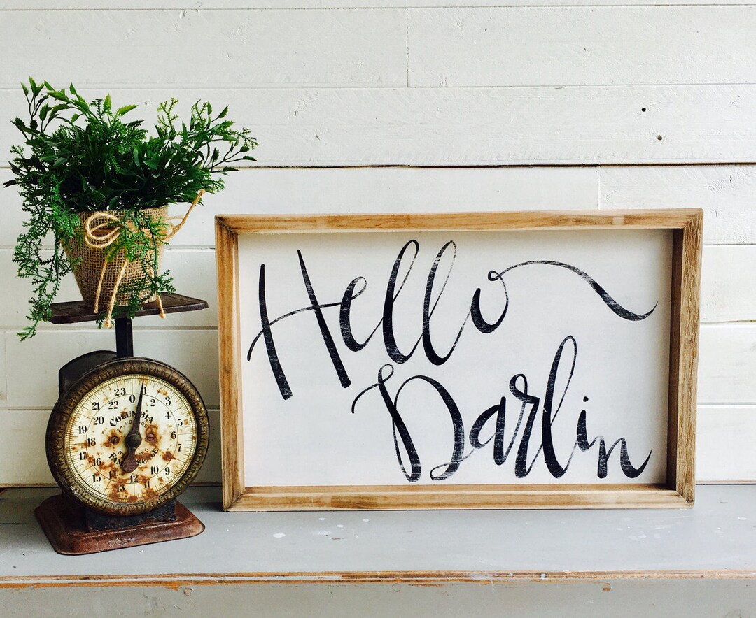 Hello Darlin Small Rustic Sign, Wood Nursery Decor, Kids Room Decor ...