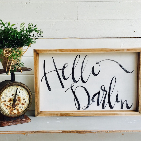 Hello Darlin Wooden Sign - Etsy