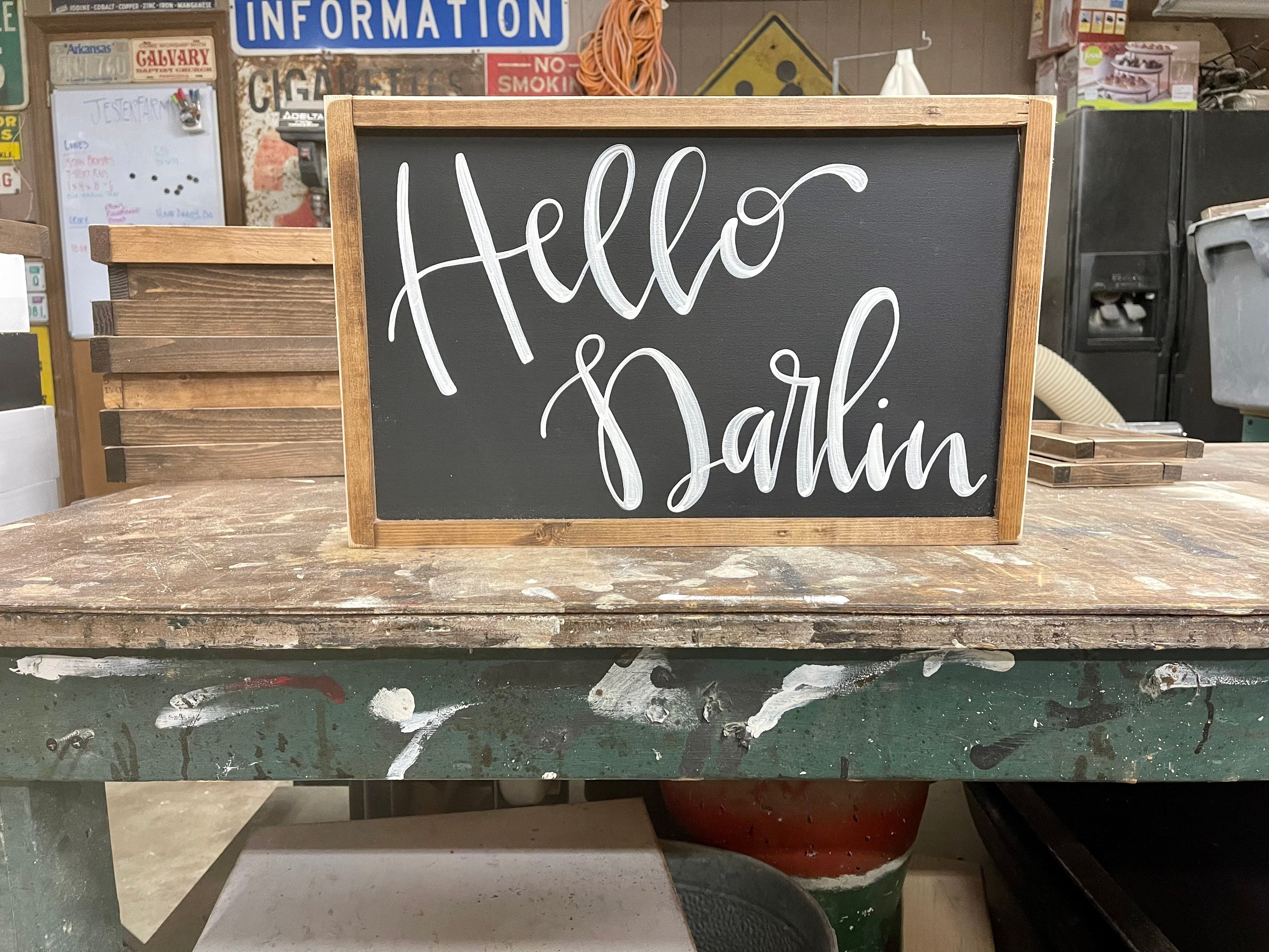 Hello Darlin Small Rustic Sign, Wood Nursery Decor, Kids Room Decor ...