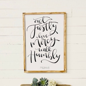 Act Justly Love Mercy Walk Humbly Micah 6 8 Bible Verse Wall Art ...