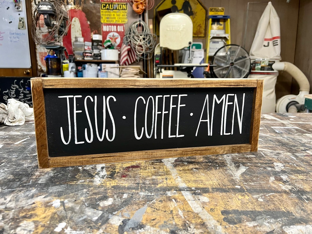 Small Freestanding Coffee Bar Sign for Countertop or Shelf, Christian ...