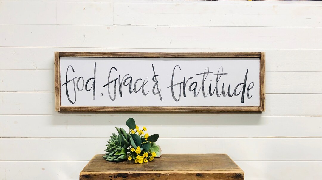 Gratitude Sign, Gods Grace, Gratitude Gifwood Sign, Christian Wall Art ...