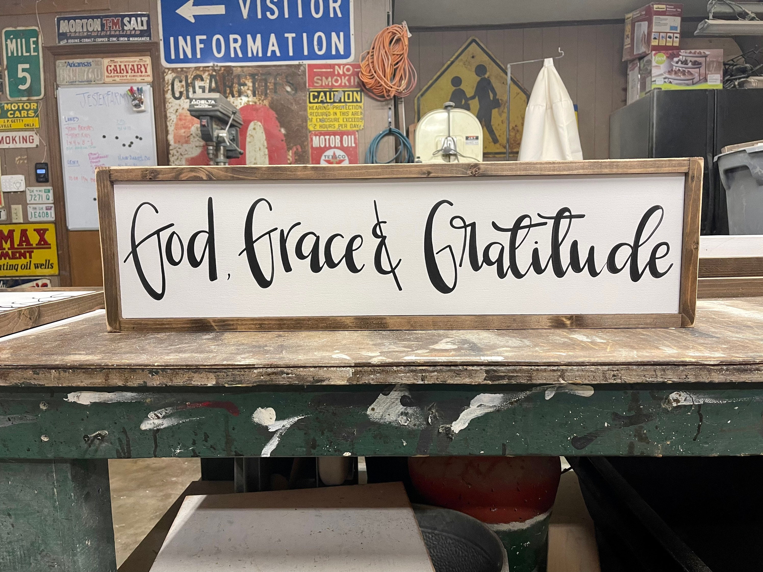 Gratitude Sign, Gods Grace, Gratitude Gifwood Sign, Christian Wall Art ...
