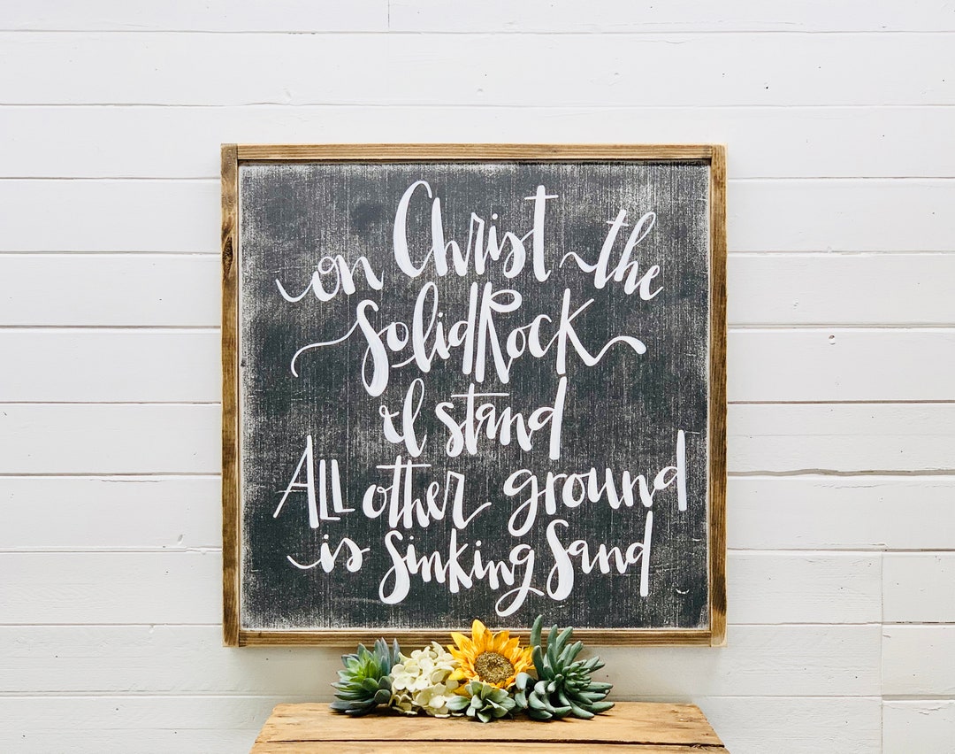 My Hope is Built on Christ the Solid Rock Wood Sign Art, Christian Wall ...