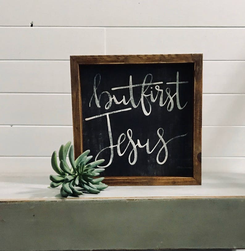 But First Jesus Wood Sign Christian Wall Decor Coffee Bar | Etsy