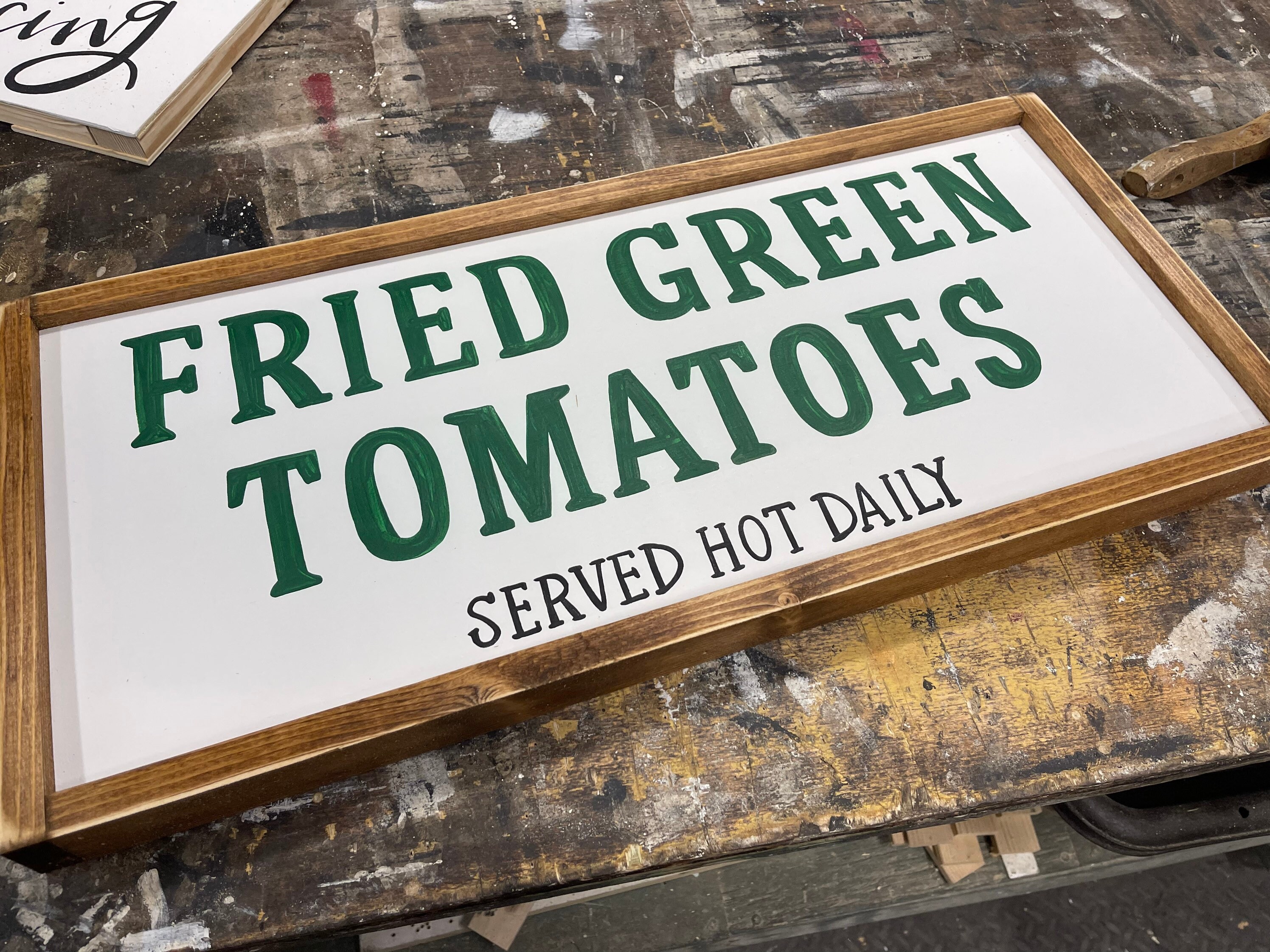 Fried Green Tomatoes Sign, Primitive Farmhouse Kitchen Wall Decor ...