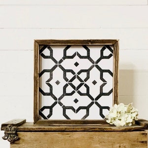 Tile Pattern, Wood Sign, Hand Painted, Decorative Sign, Farmhouse Style ...