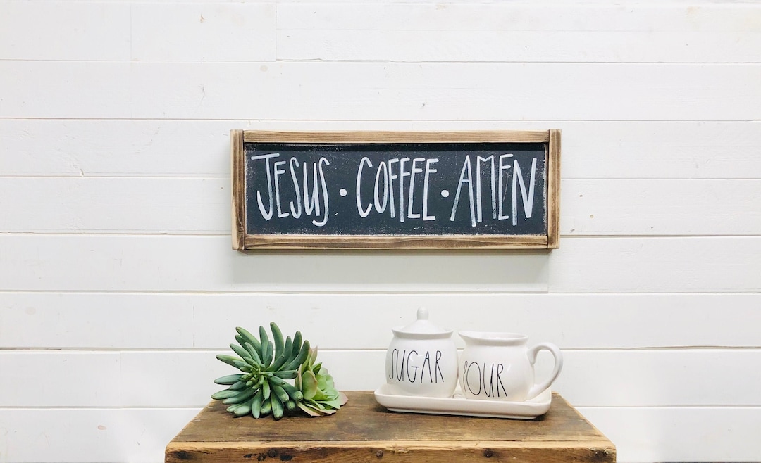 Jesus Coffee Amen Christian Sign for Coffee Station, Gift for Coffee ...
