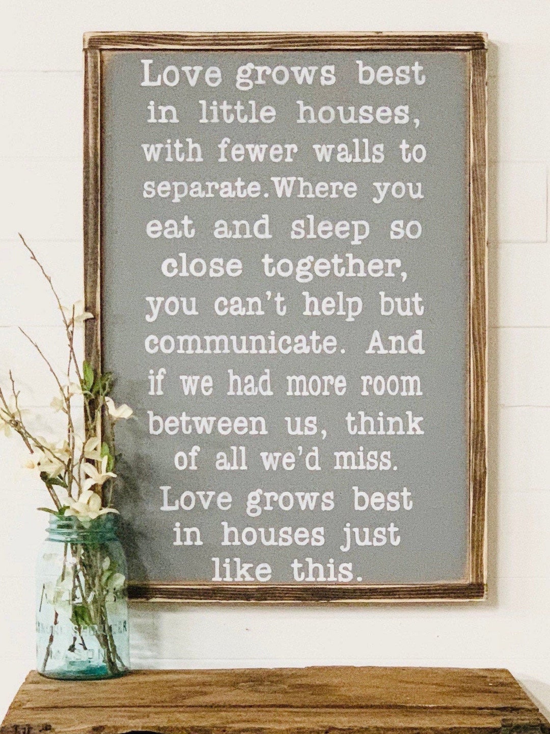 Love Grows Best in Small Houses Framed Wall Art, Small Home Wall Decor ...
