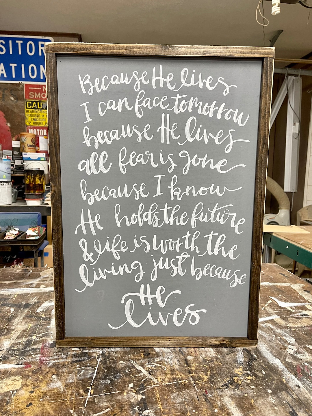 Because He Lives Wood Sign With Old Hymn, Christian Gift, He Has Risen ...