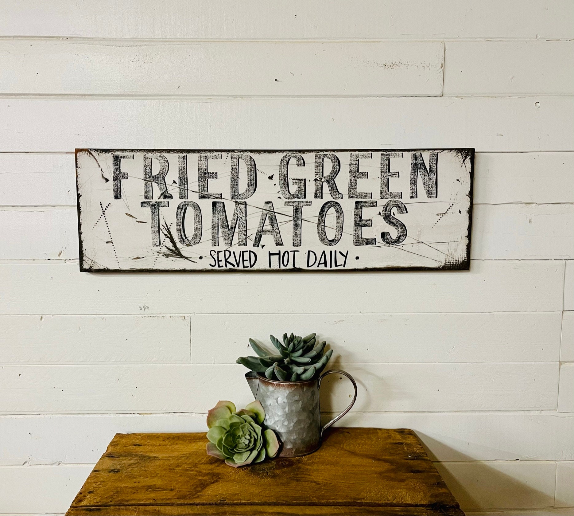 Fried Green Tomatoes Sign: Rustic Farmhouse Kitchen Decor, Wall Art ...