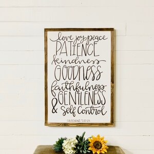 Fruit of the Spirit Bible Verse Wall Art Wood Sign, Love Joy Peace Wall ...