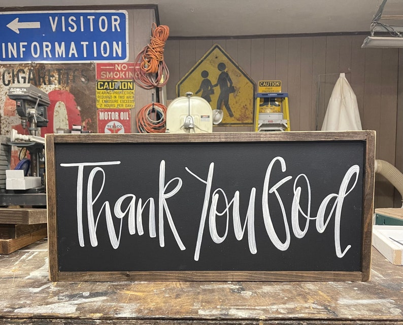 Thank You God Wood Sign Christian Wall Art Religious Wall - Etsy
