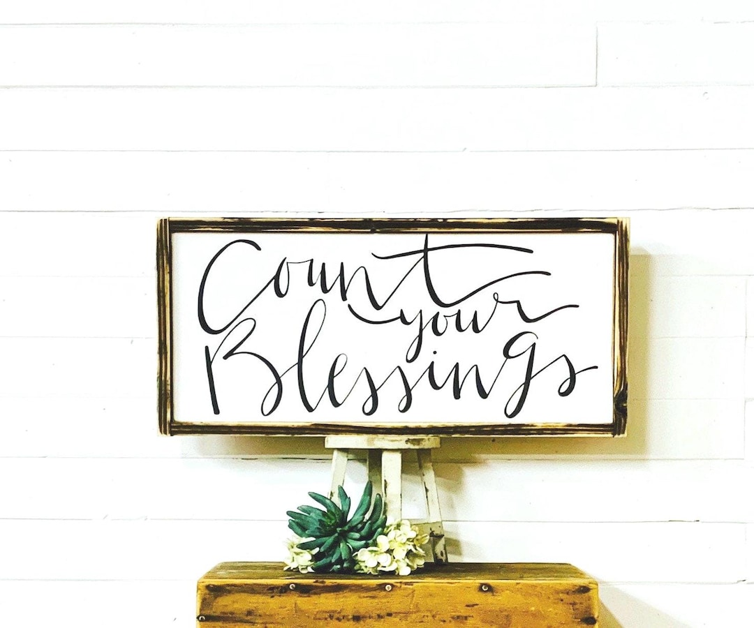 Count Your Blessings Wood Sign, Christian Gift for Her, Blessed Wall ...