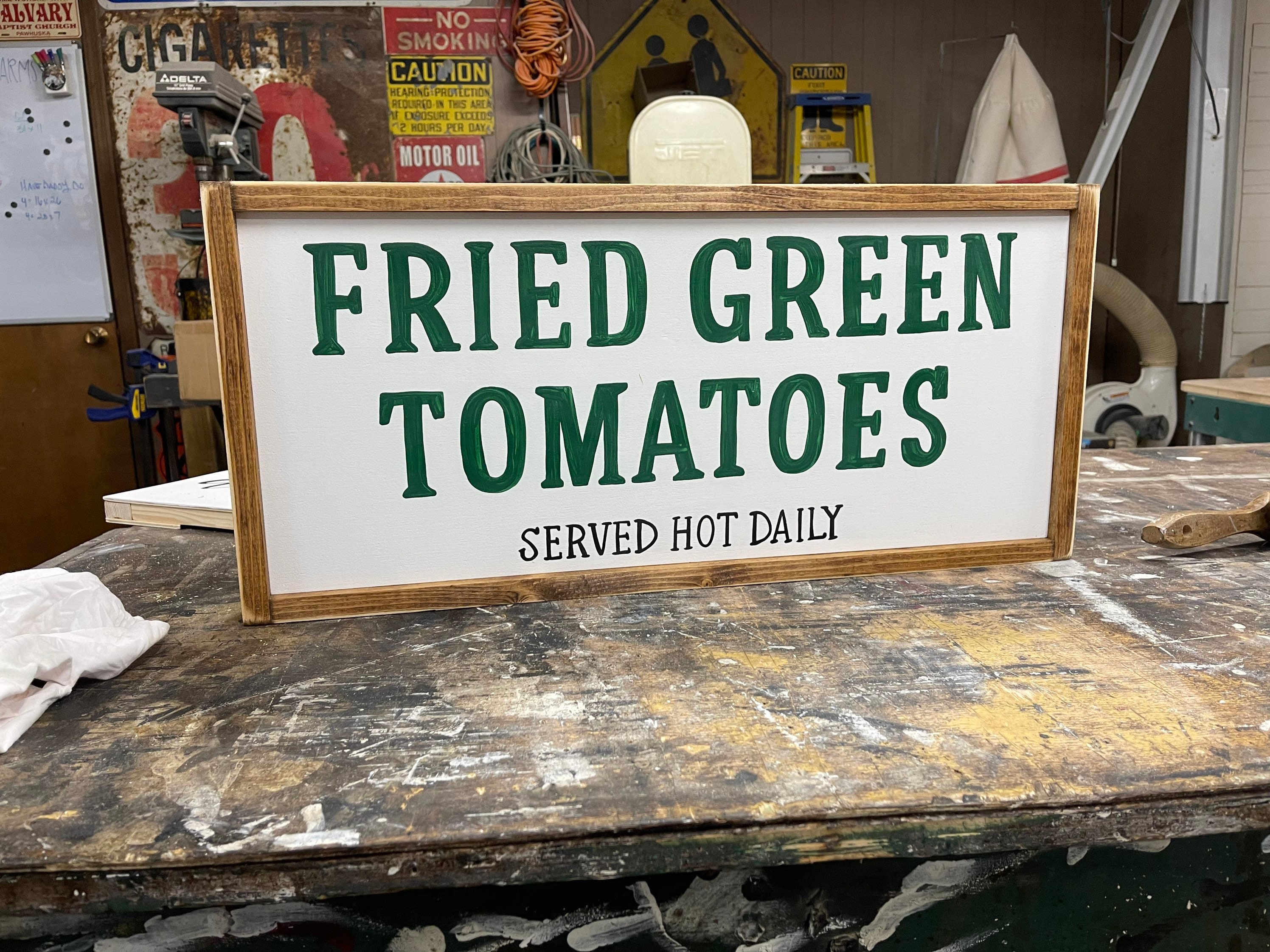 Fried Green Tomatoes Sign, Primitive Farmhouse Kitchen Wall Decor ...