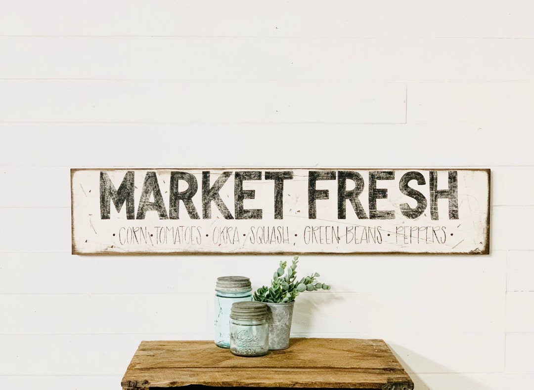 Customizable Market Fresh Wood Sign: Rustic Farmhouse Kitchen Decor ...