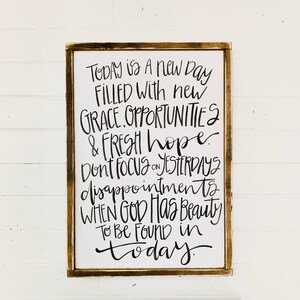 Today is A New Day Wood Sign, Inspirational Wall Art, Christian Gift ...