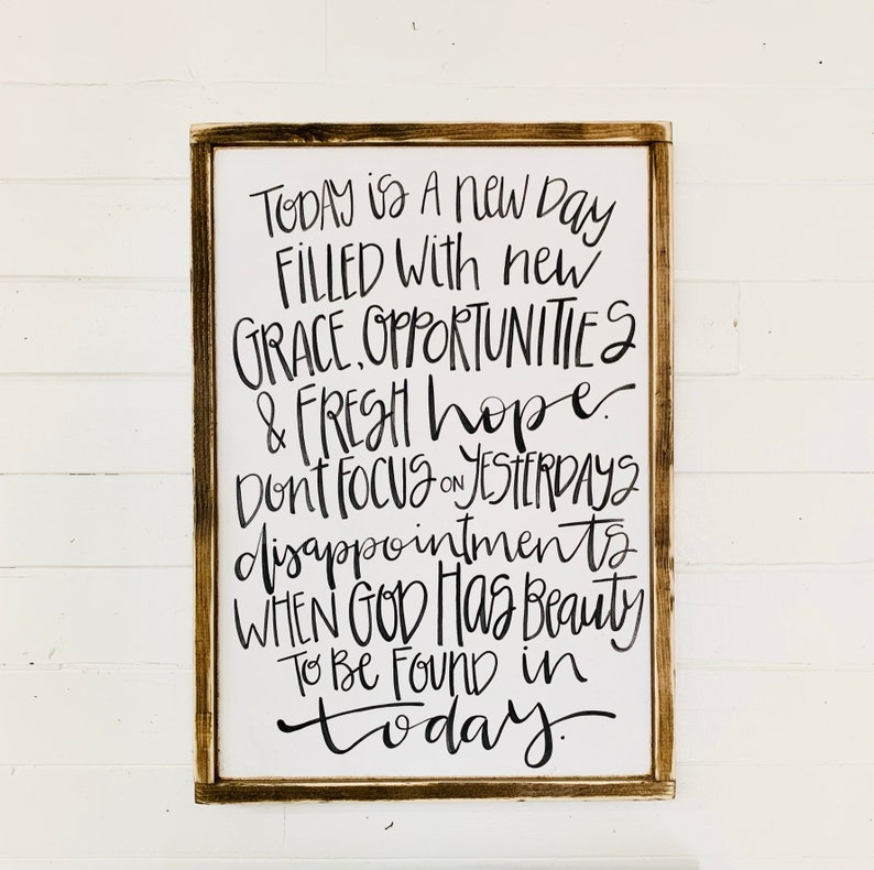 Today is A New Day Wood Sign Inspirational Wall Art | Etsy