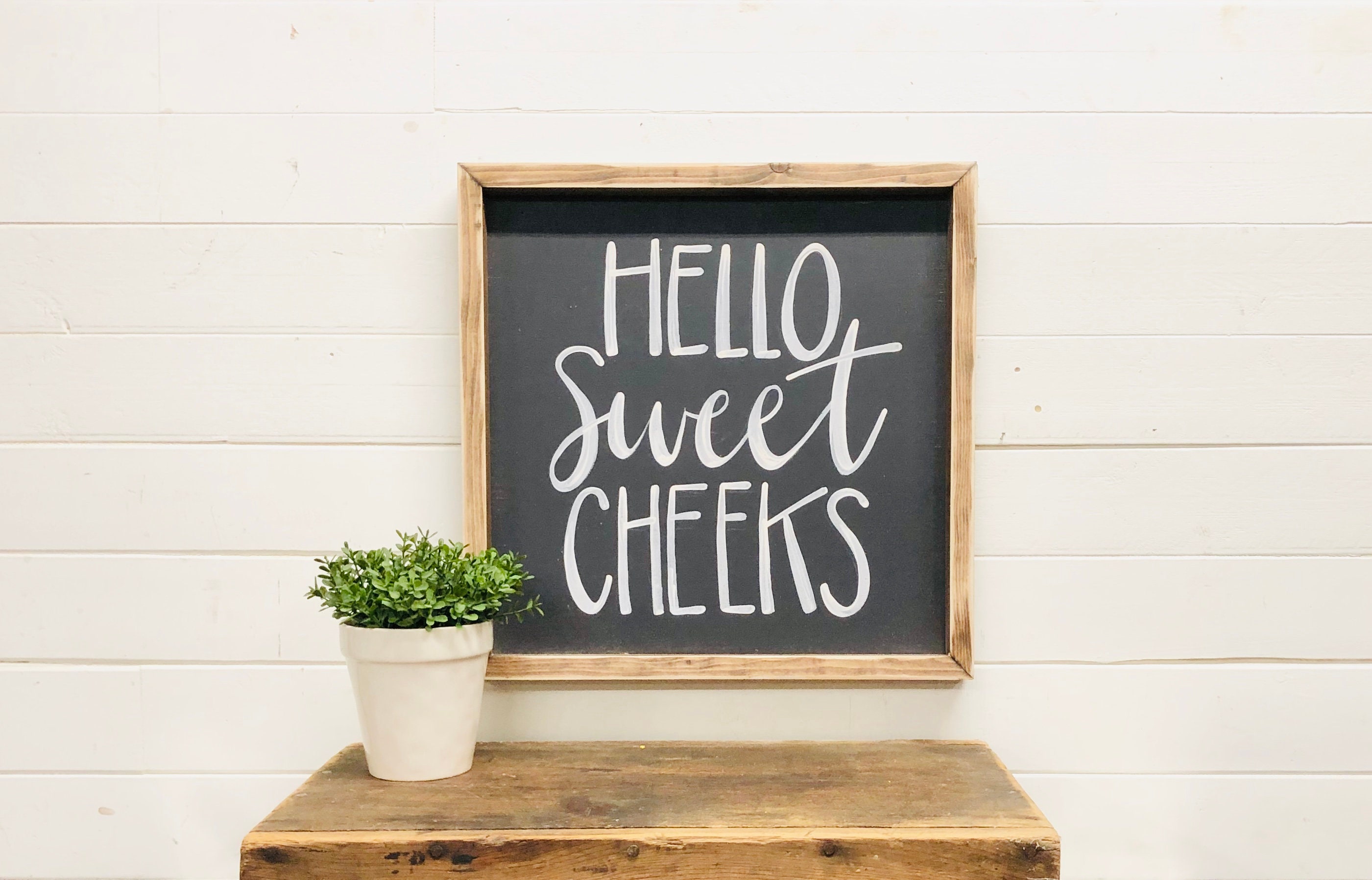 Hello Sweet Cheeks Sign Bathroom Wall Decor Funny Bathroom | Etsy