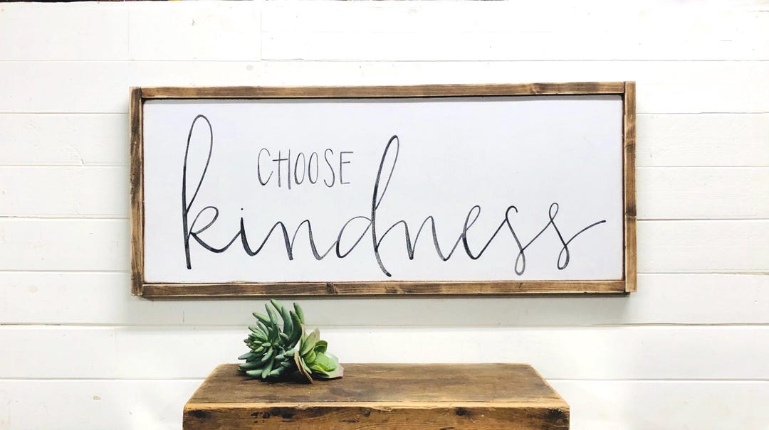 Choose Kindness Inspirational Wood Sign, Large Horizontal Framed ...