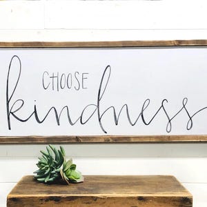 Choose Kindness Inspirational Wood Sign, Large Horizontal Framed ...