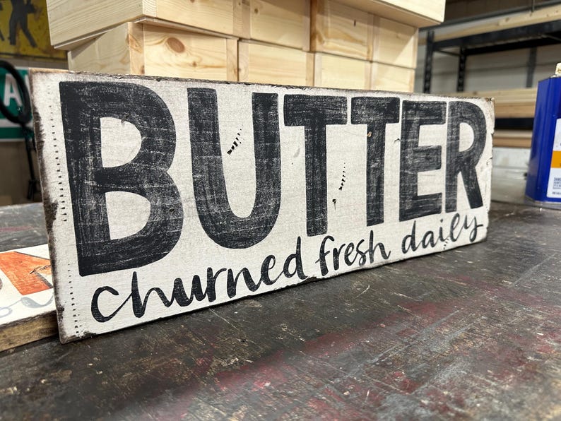 Vintage Style Butter Sign: Rustic Farmhouse Kitchen Decor, Old Looking ...
