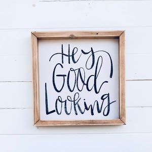 Hey Good Looking Wood Sign, Mens Bathroom Decor, Boys Room Decor ...