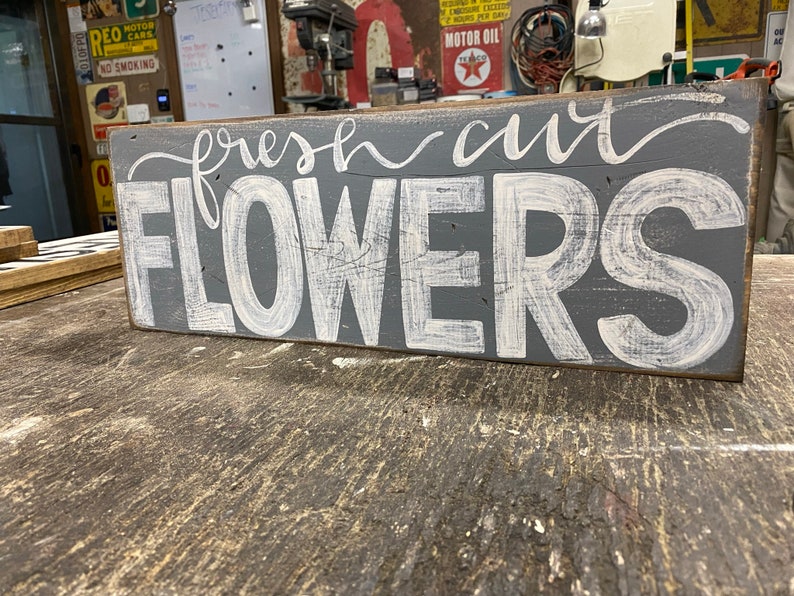 Fresh Cut Flowers Wooden Sign Distressed Sign Farmhouse - Etsy
