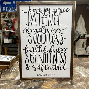 Fruit of the Spirit Bible Verse Wall Art Wood Sign, Love Joy Peace Wall ...