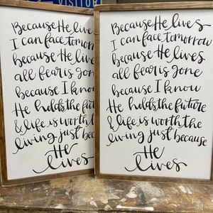 Because He Lives Wood Sign With Old Hymn, Christian Gift, He Has Risen ...