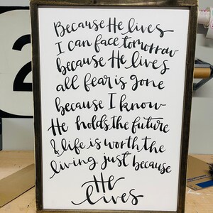 Because He Lives Wood Sign With Old Hymn, Christian Gift, He Has Risen ...