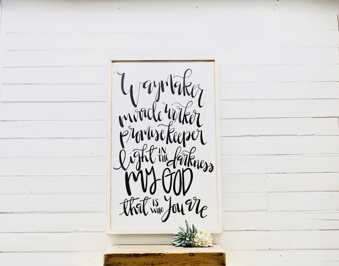 Waymaker Wood Sign Christian Wall Decor Signs With Song - Etsy