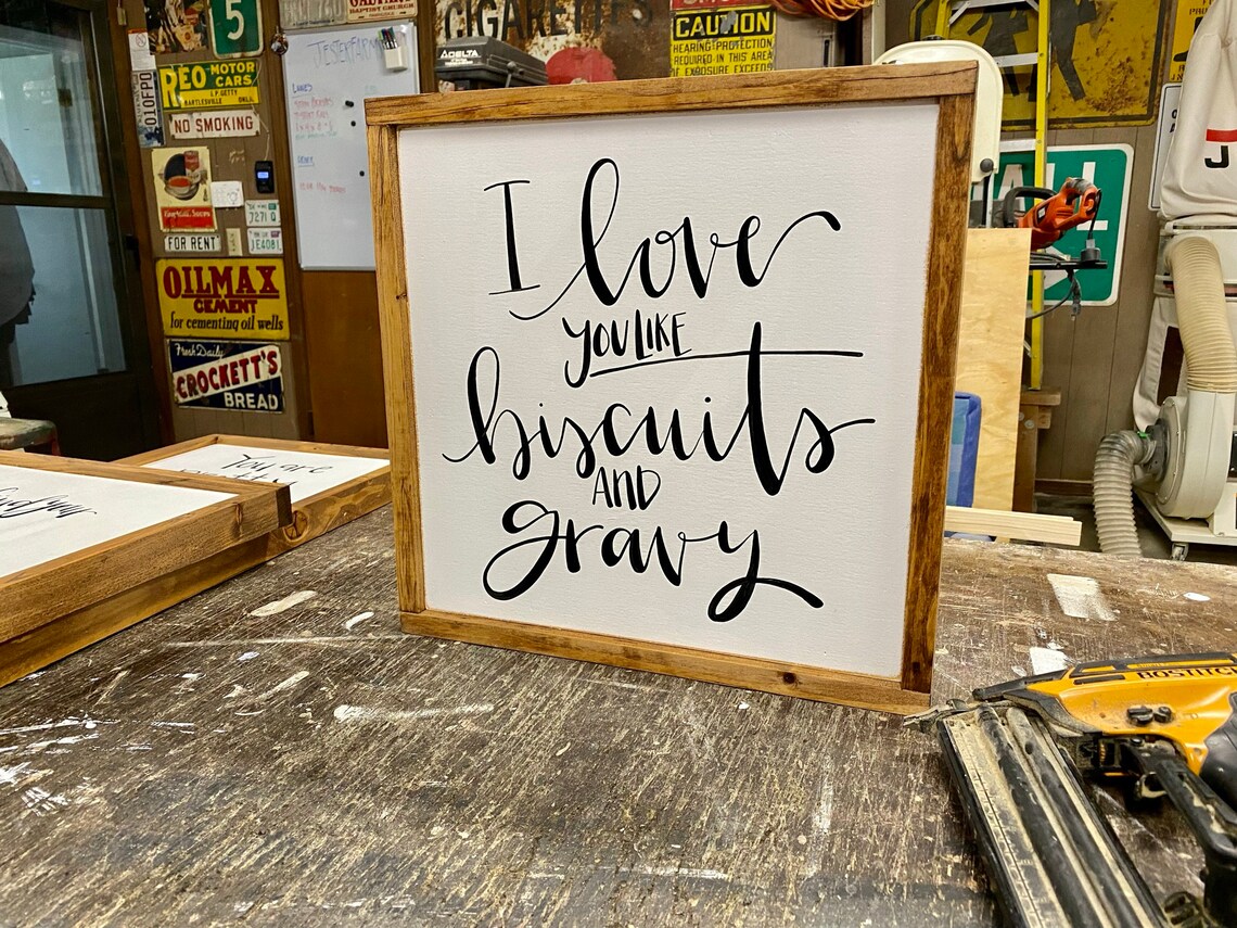 Biscuits and Gravy Quote Framed Sign, Southern Farmhouse Kitchen Decor ...